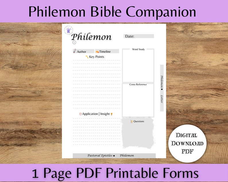 Philemon Digital Worksheet, Bible Teachers, Torah Teachers, Scripture ...