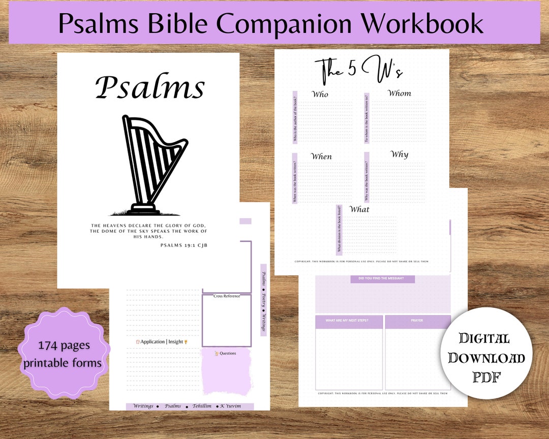 Psalms Bible Workbook | Pastor Digital Book |bible Teachers | Torah ...