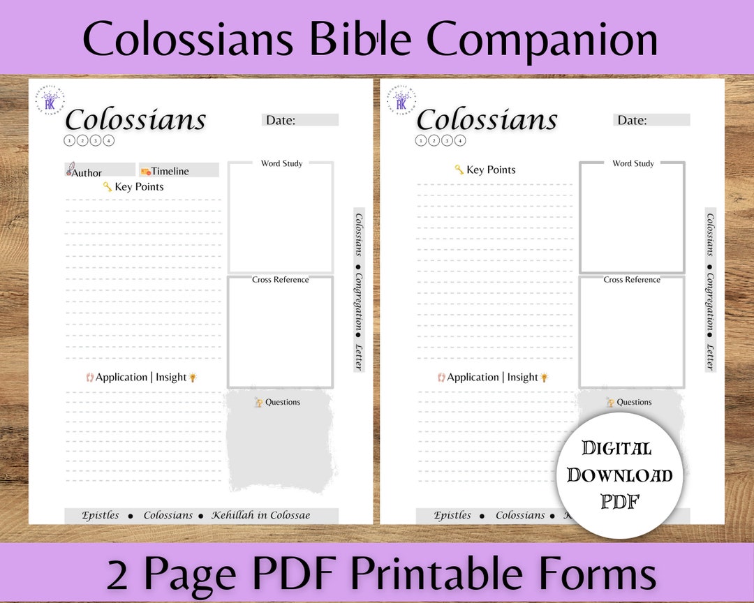 Colossians Digital Worksheets, Bible Teachers, Torah Teachers ...