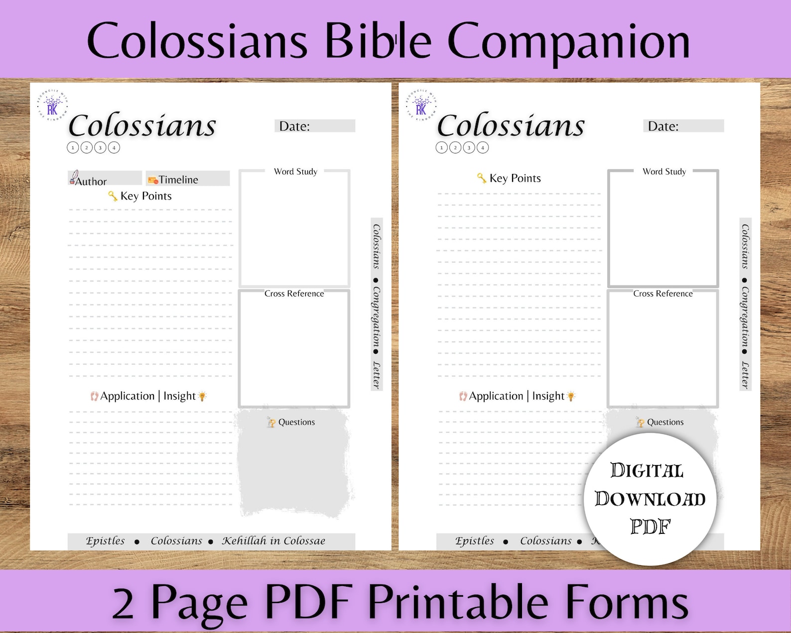 Colossians Digital Worksheets, Bible Teachers, Torah Teachers ...