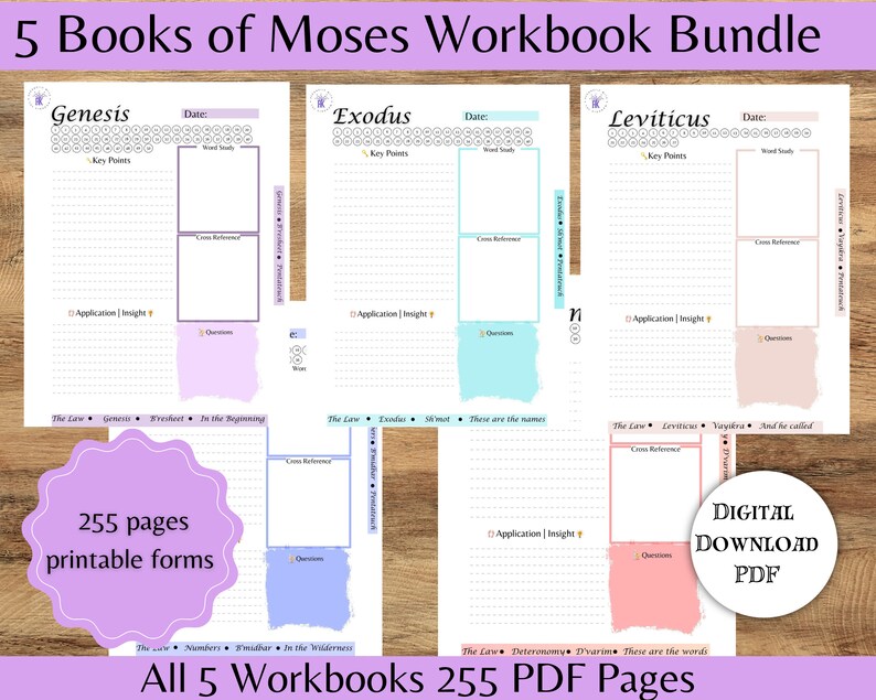 5 Book of Moses Digital Bible Workbooks Bible Teachers torah Teachers ...