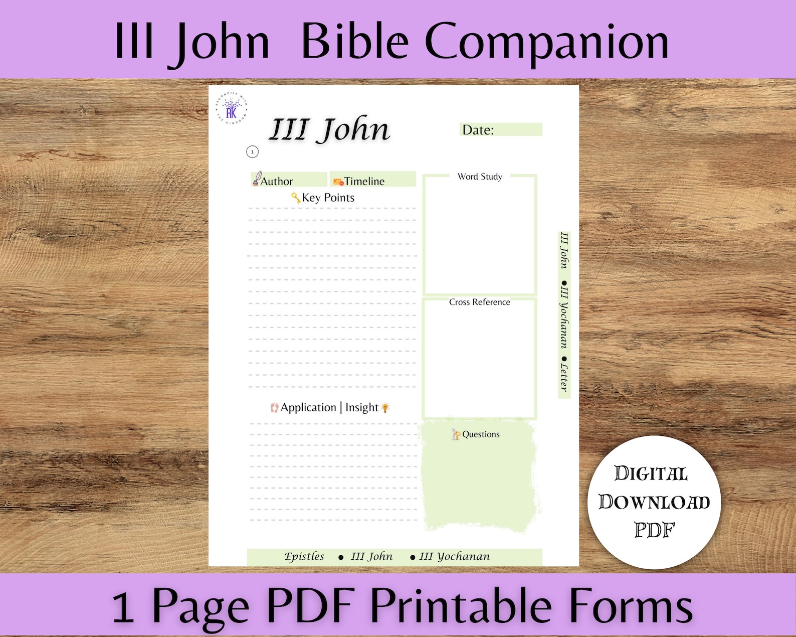 III John Digital Worksheet, Bible Teachers, Torah Teachers, Scripture ...
