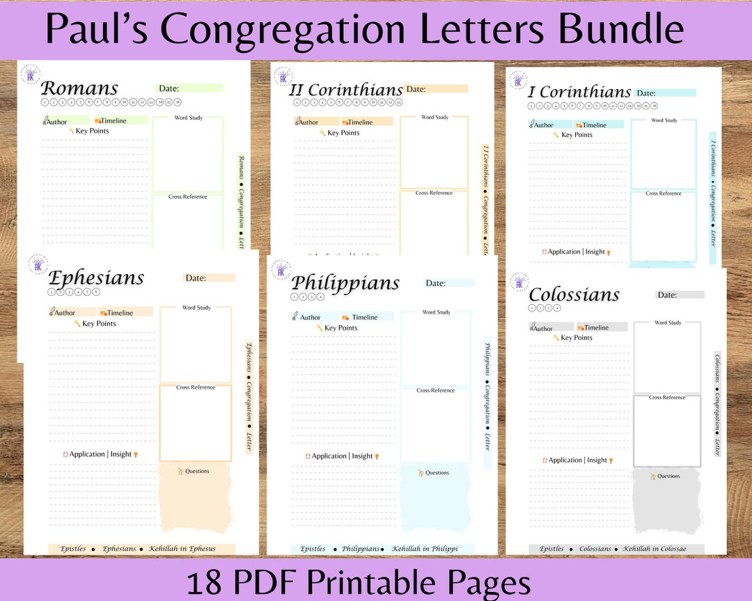 Paul's Congregation Letters Worksheets|bible Teachers| Pastor | Torah ...
