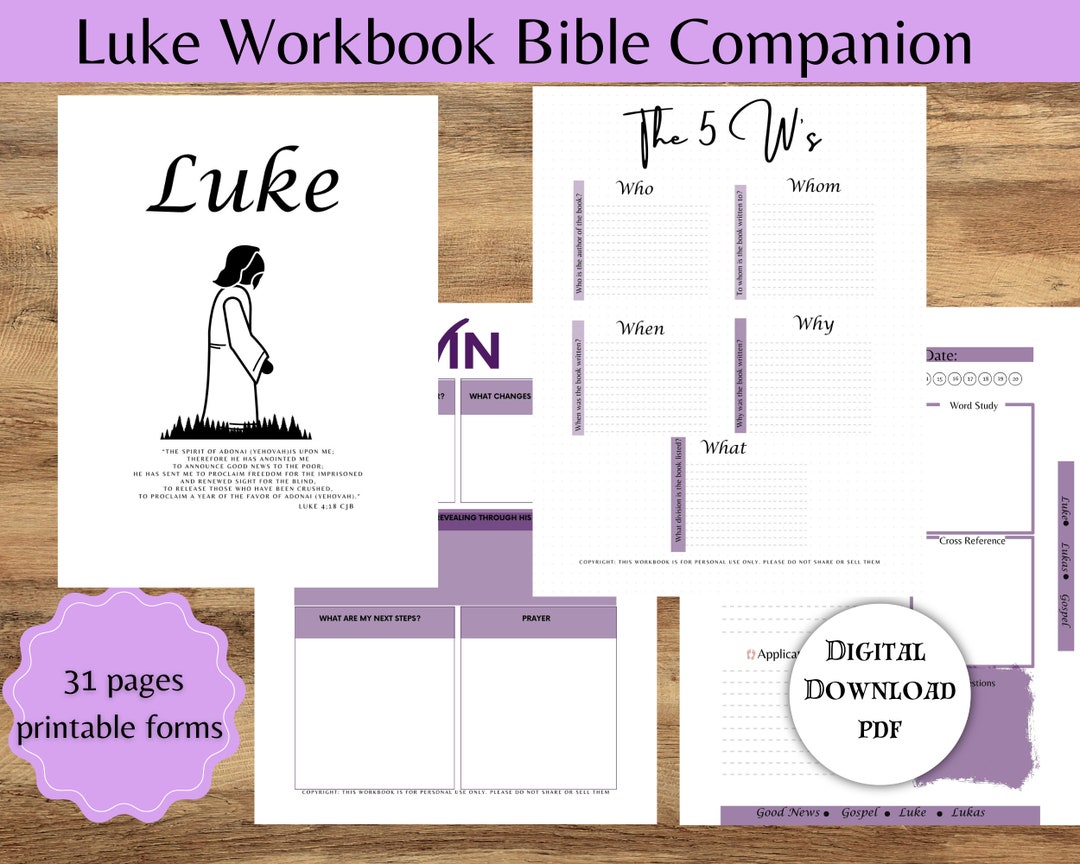 Luke Bible Workbook | Pastor Digital Workbook | Bible Teachers |torah ...