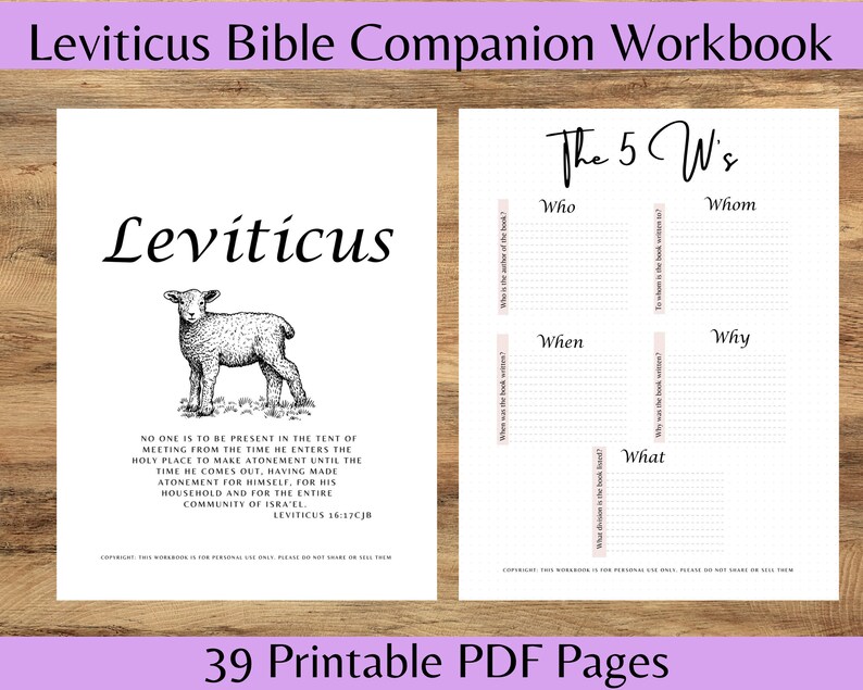 Leviticus Digital Bible | Pastor Workbook| Bible Teachers| Torah ...
