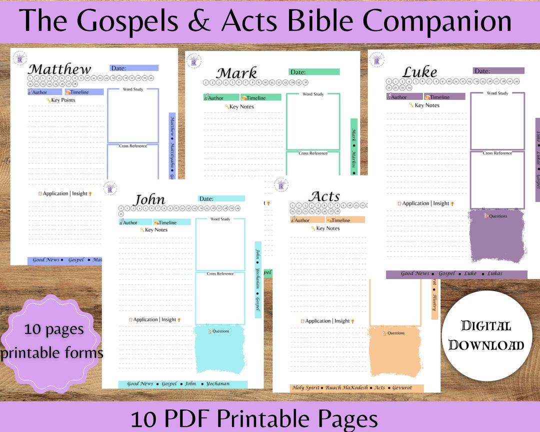 Gospels & Acts Bible Worksheets | Worksheets for Bible Teachers|torah ...