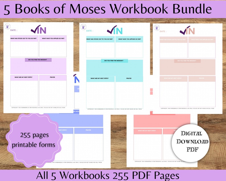 5 Book of Moses Digital Bible Workbooks Bible Teachers torah Teachers ...