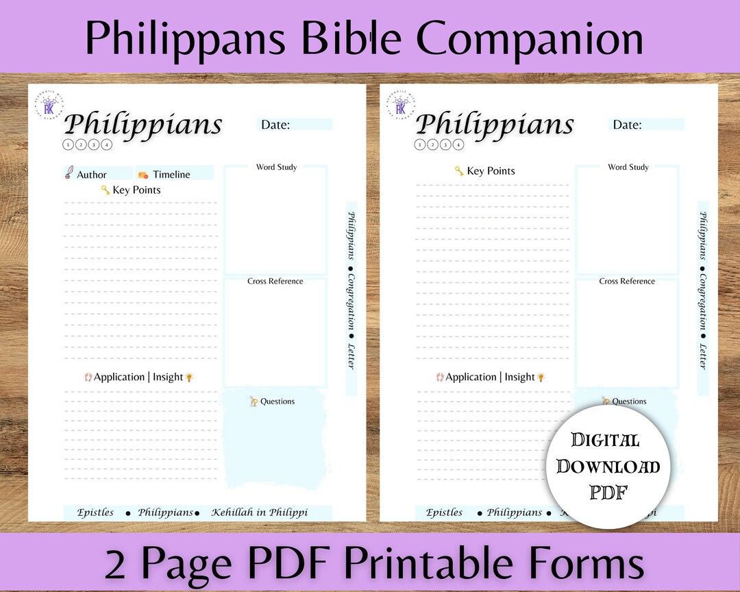 Philippians Digital Worksheets, Bible Teachers,torah Teachers,scripture ...
