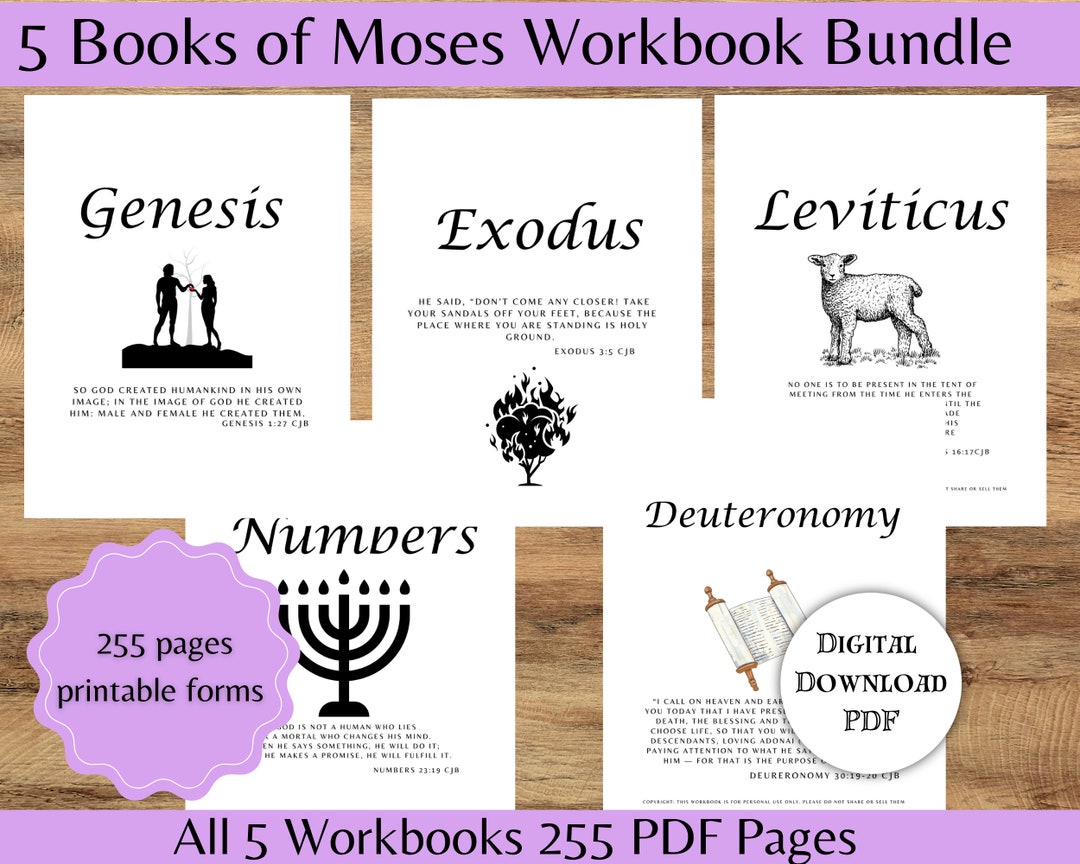 5 Book of Moses Digital Bible Workbooks | Bible Teachers |torah Teachers |scripture Journal ...