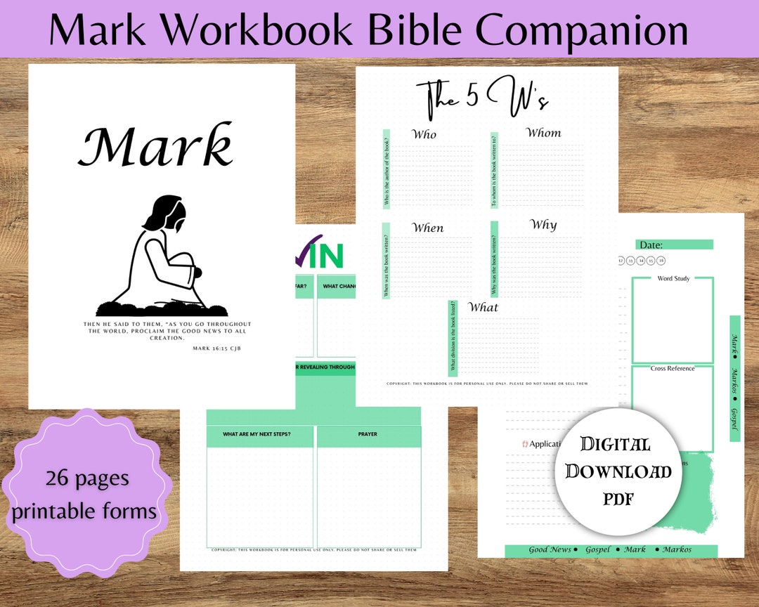 Mark Bible Workbook | Pastor Digital Workbook |bible Teachers | Torah ...