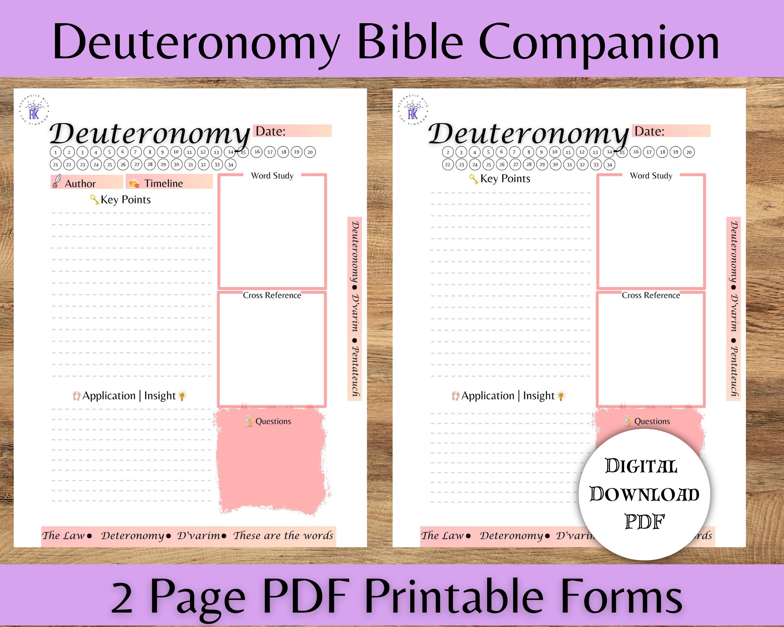 Deuteronomy Digital Worksheets| Bible Teachers|torah Teachers|scripture ...
