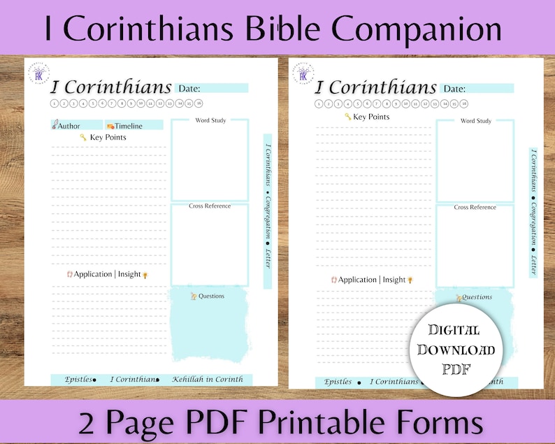 I Corinthians Digital Worksheets,bible Teachers,torah Teachers ...