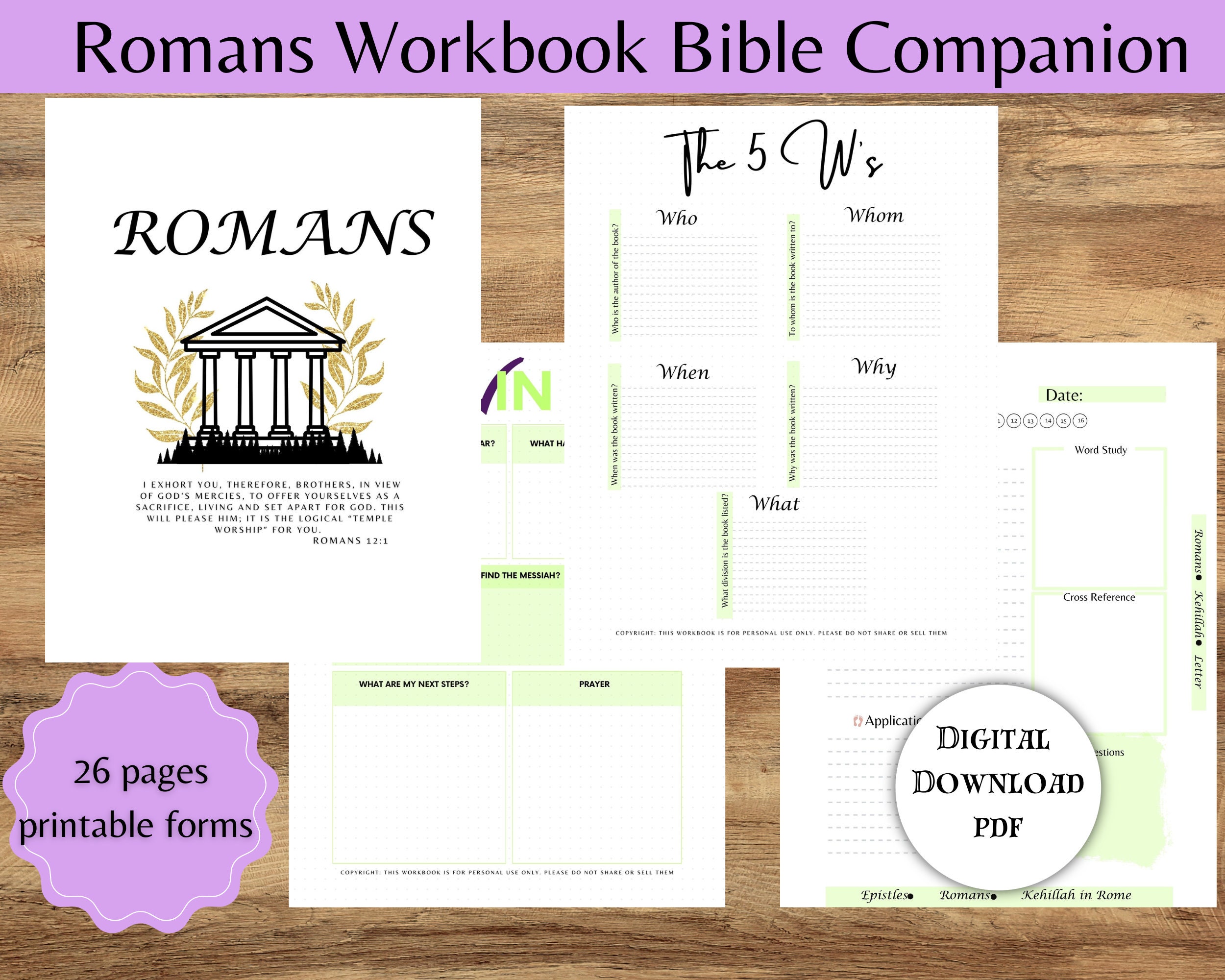 Romans Bible Workbook Pastor Digital Book Bible Teachers Torah