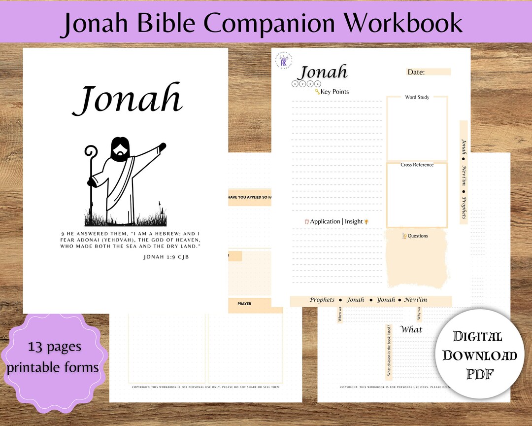 Jonah Bible Workbook |pastor Digital Book |bible Teachers | Torah ...