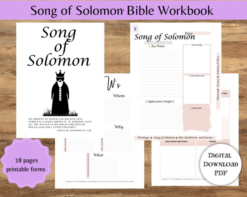 Song of Solomon Digital Bible | Pastor Workbook | Bible Teachers |torah ...