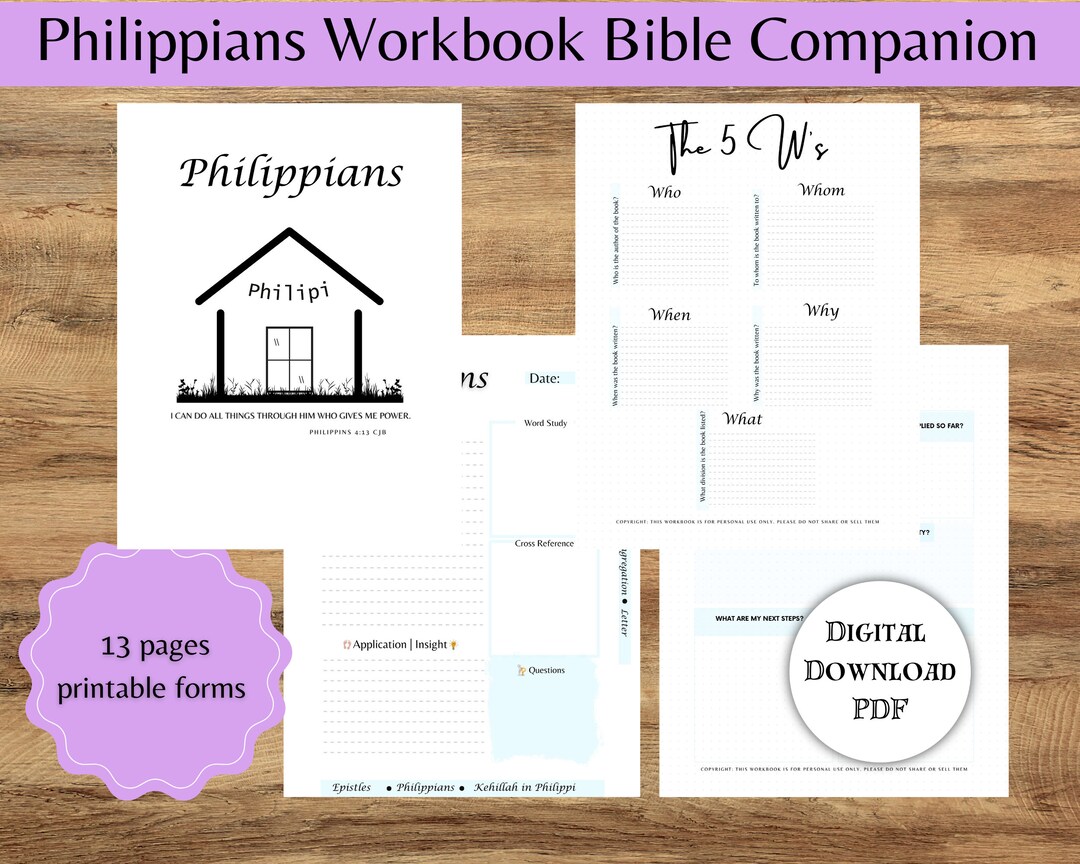 Philippians Bible Workbook |pastor Digital Book |bible Teachers |torah ...