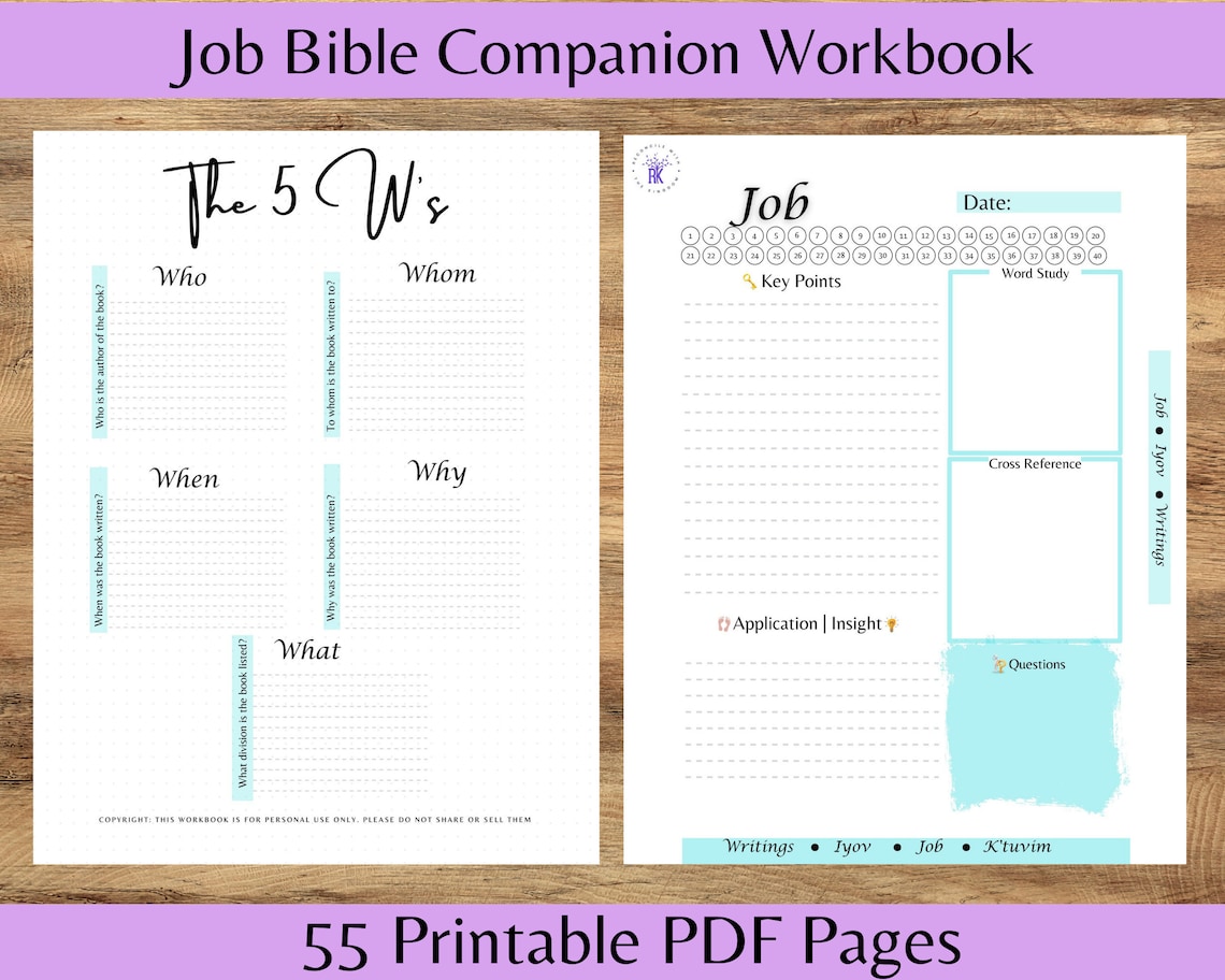 Job Bible Workbook | Pastor Digital Book |bible Teachers |torah ...