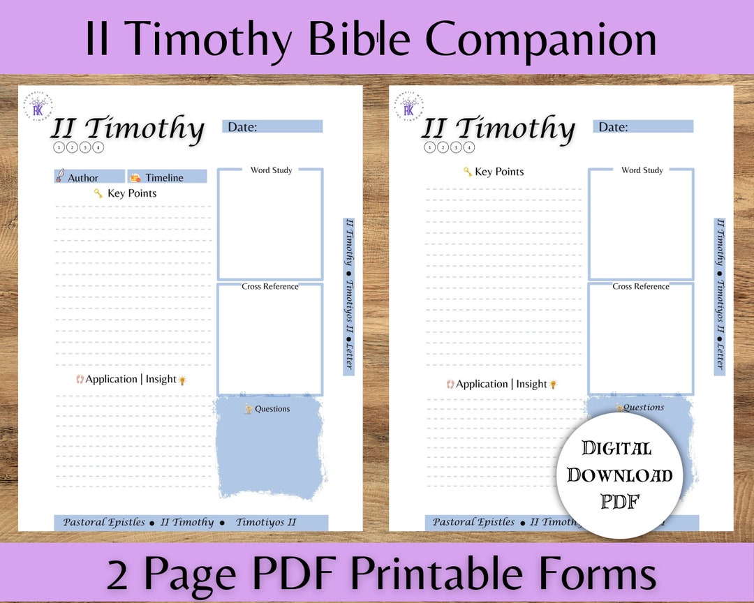 II Timothy Digital Worksheets, Bible Teachers,torah Teachers, Scripture ...