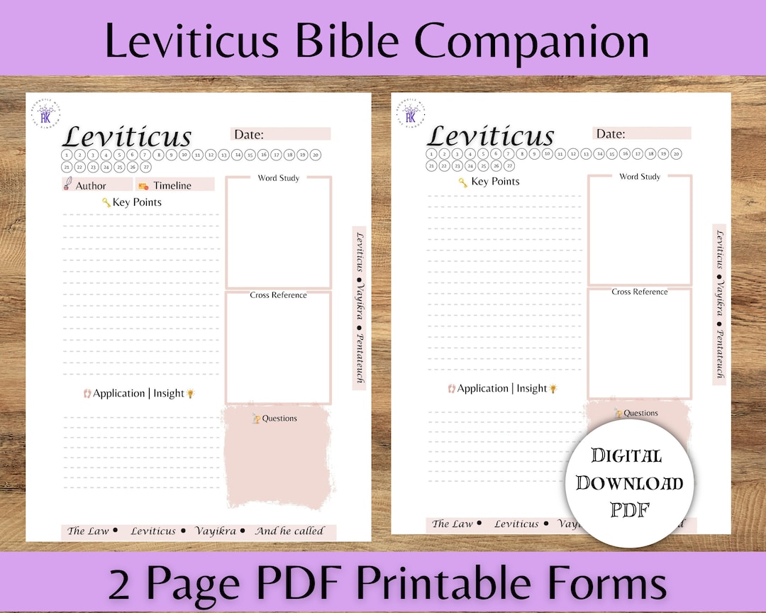 Leviticus Digital Worksheets| Bible Teachers| Torah Teachers|scripture ...