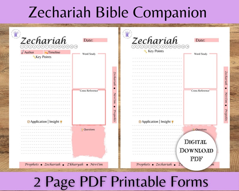 Zechariah Digital Worksheets, Bible Teachers, Torah Teachers, Scripture ...