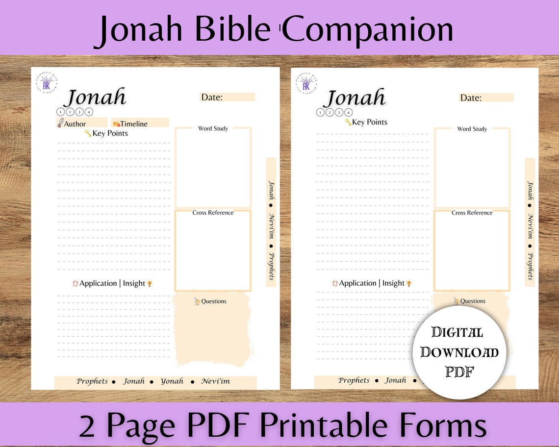 Jonah Digital Worksheets, Pastor, Bible Teachers,torah Teachers ...