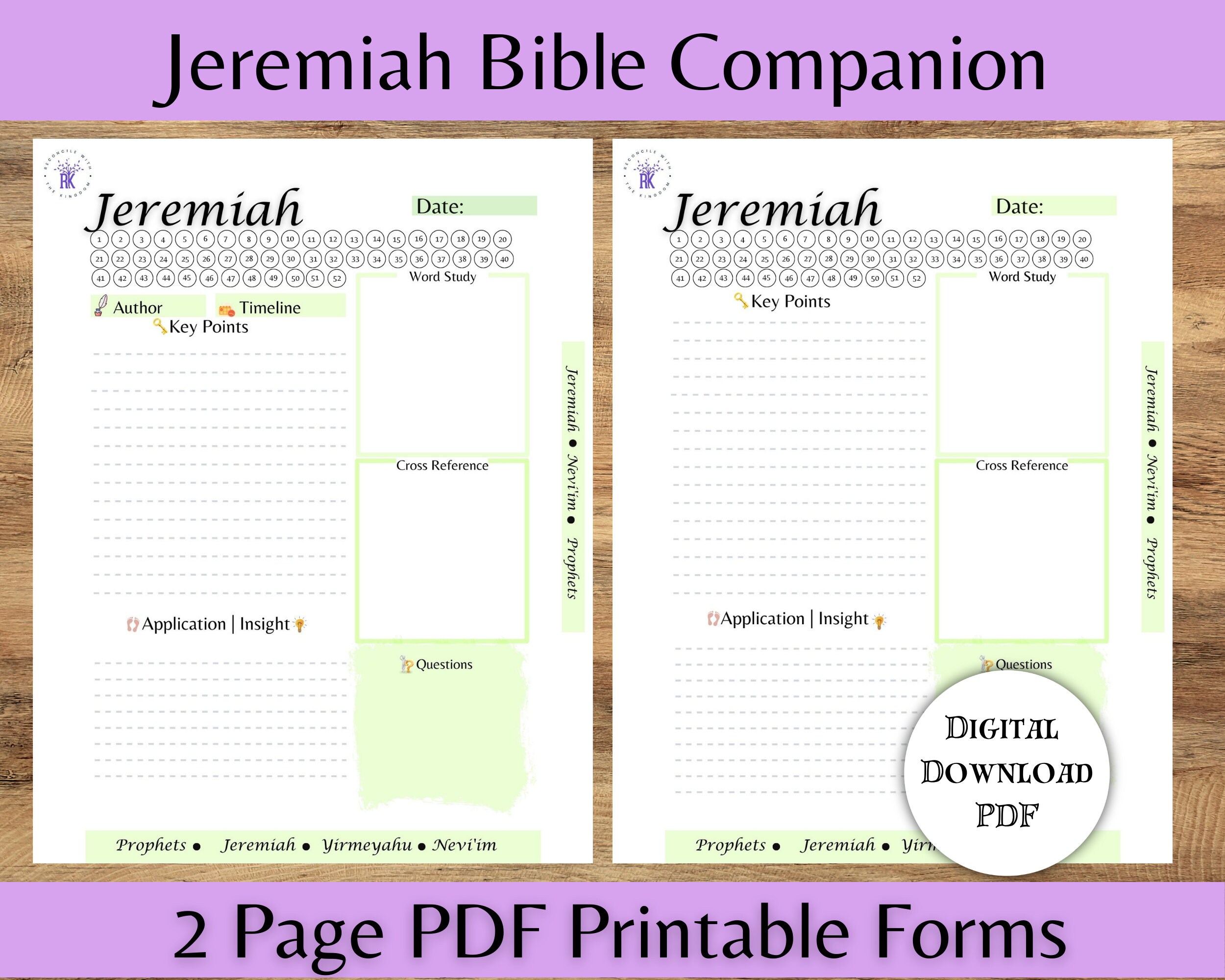 Jeremiah Digital Worksheets,bible Teachers,torah Teachers,scripture ...