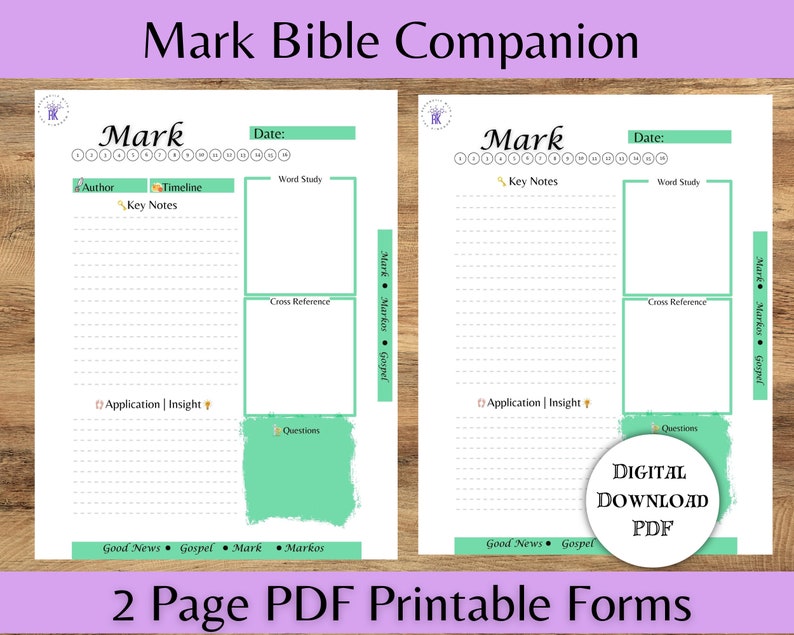 Mark Digital Worksheets,bible Teachers,torah Teachers,scripture Journal ...