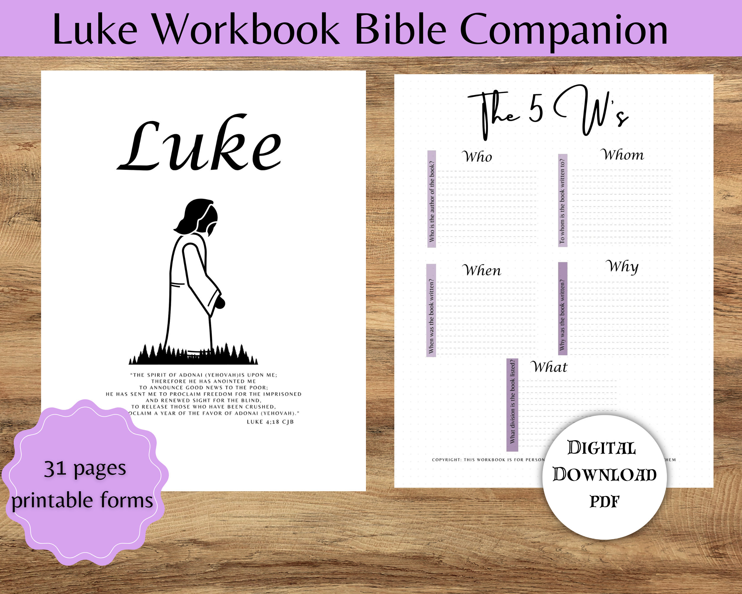 Luke Bible Workbook Pastor Digital Workbook Bible Teachers torah ...