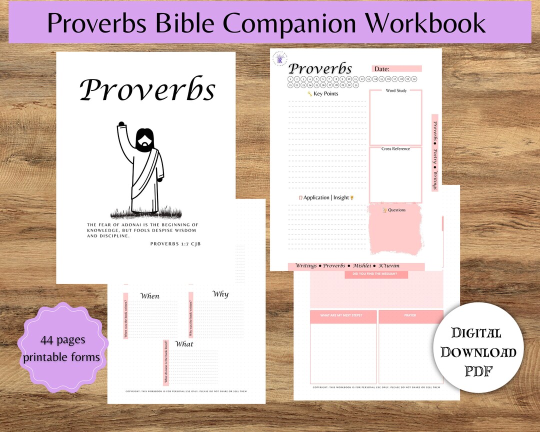 Proverbs Bible Workbook | Pastor Digital Book |bible Teachers |torah Teachers| Scripture Journal ...