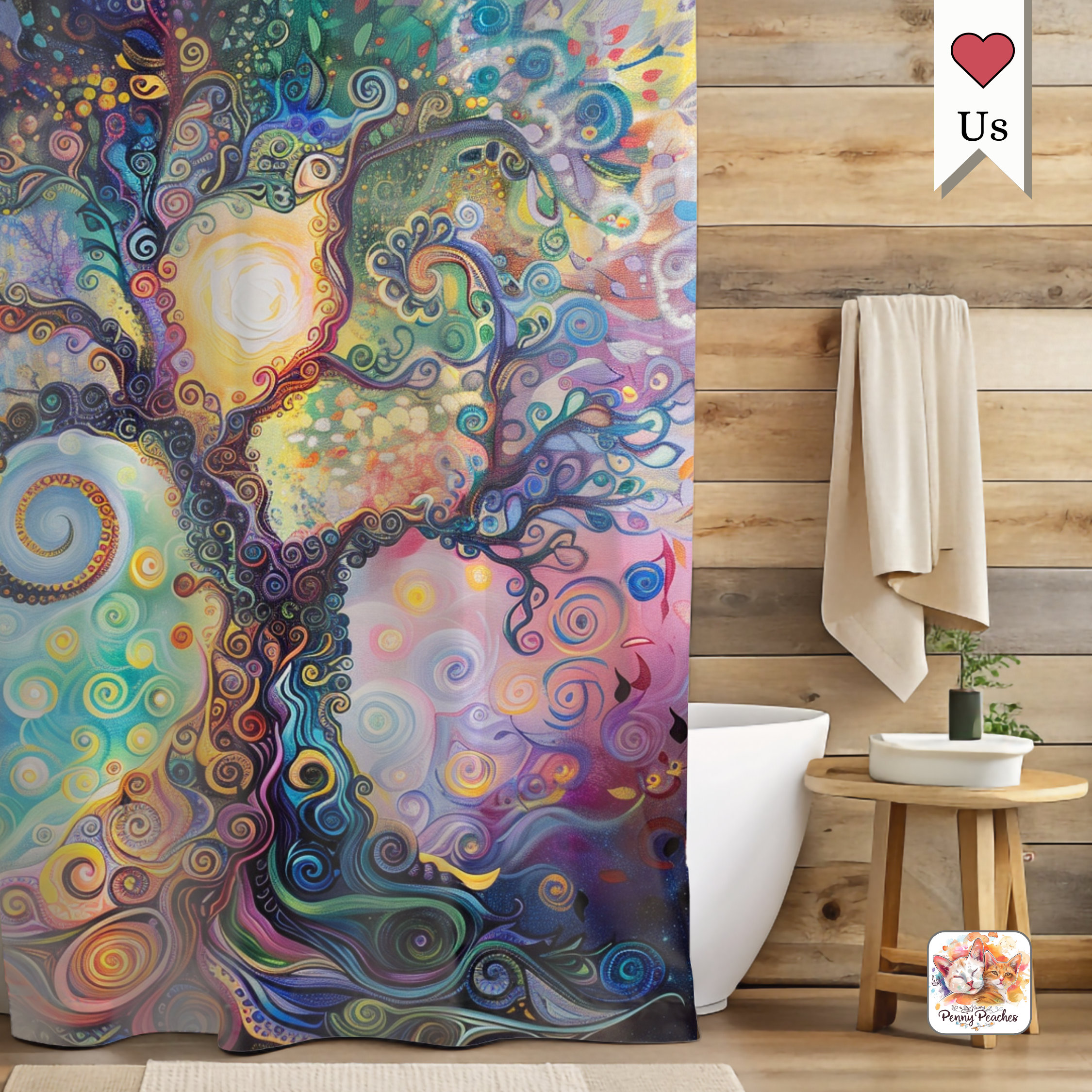 Whimsical Tree of Life Shower Curtain | Boho Fantasy Dreamy Design ...