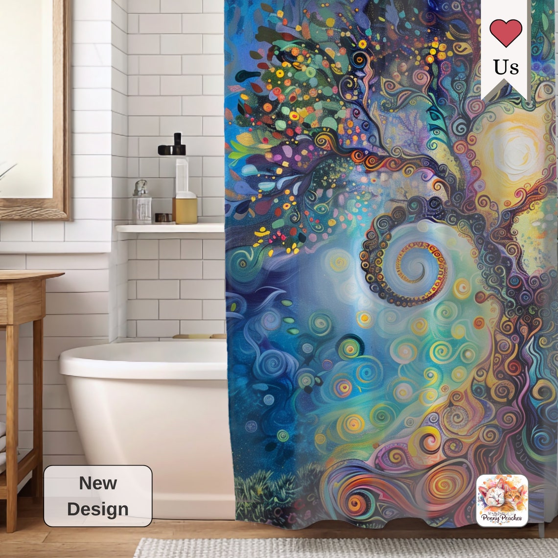 Whimsical Tree of Life Shower Curtain | Boho Fantasy Dreamy Design ...