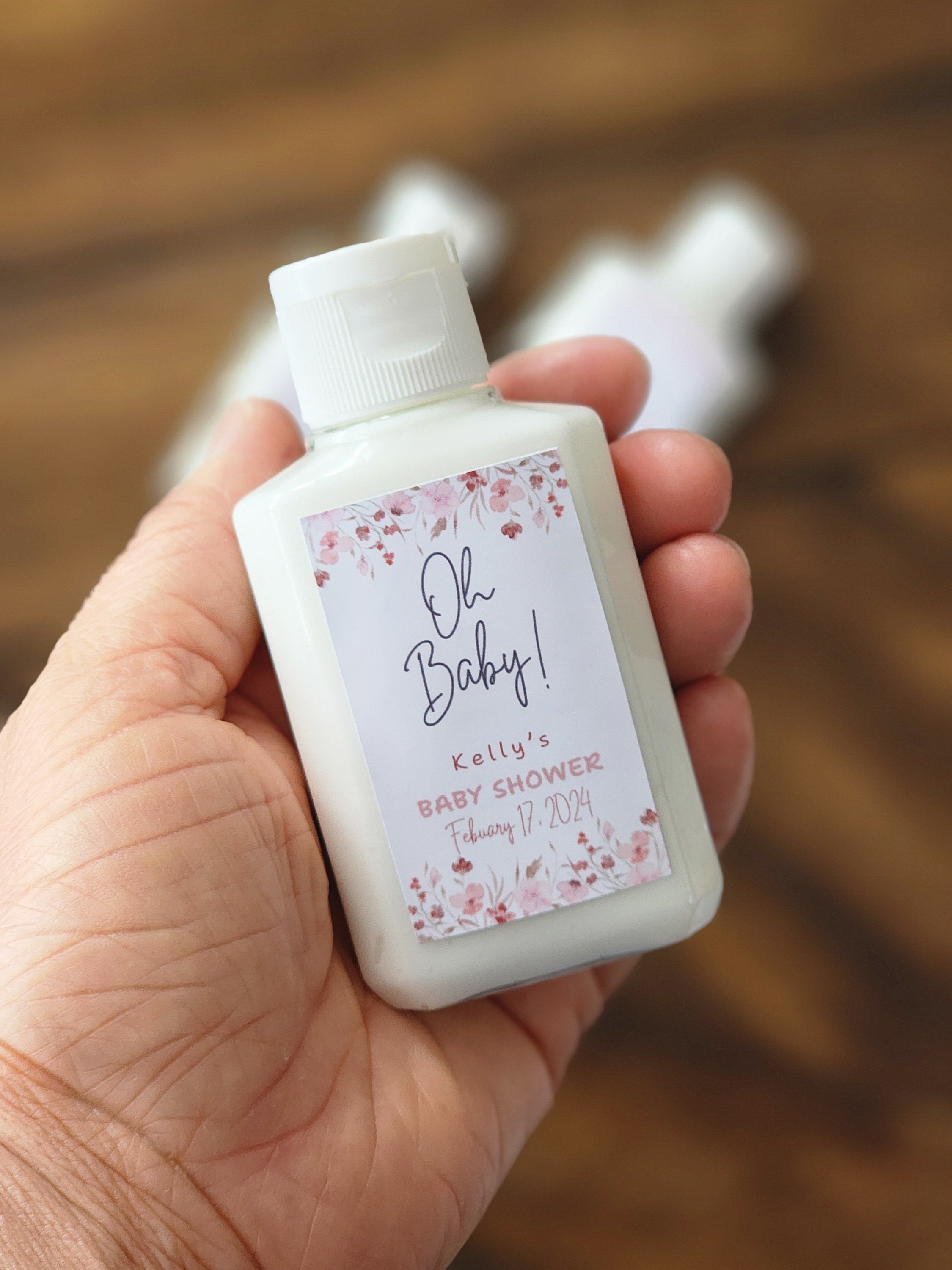 Mini Lotion Baby Shower Favor, Personalized Party Favor, Pink Floral ...