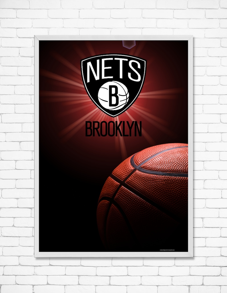 BROOKLYN NETS Flash Sign NBA Basketball Team Logo With Ball Sport Gym ...