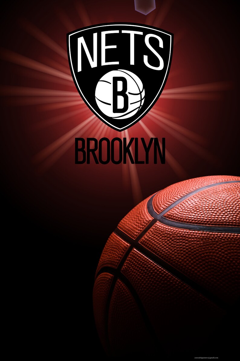 BROOKLYN NETS Flash Sign NBA Basketball Team Logo With Ball Sport Gym ...