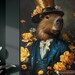Gentleman Capybara - Victorian Artwork With Dark Floral Print ...