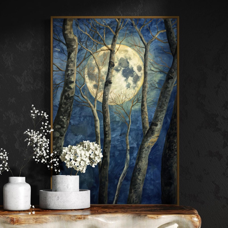 Full Moon Painting - Etsy