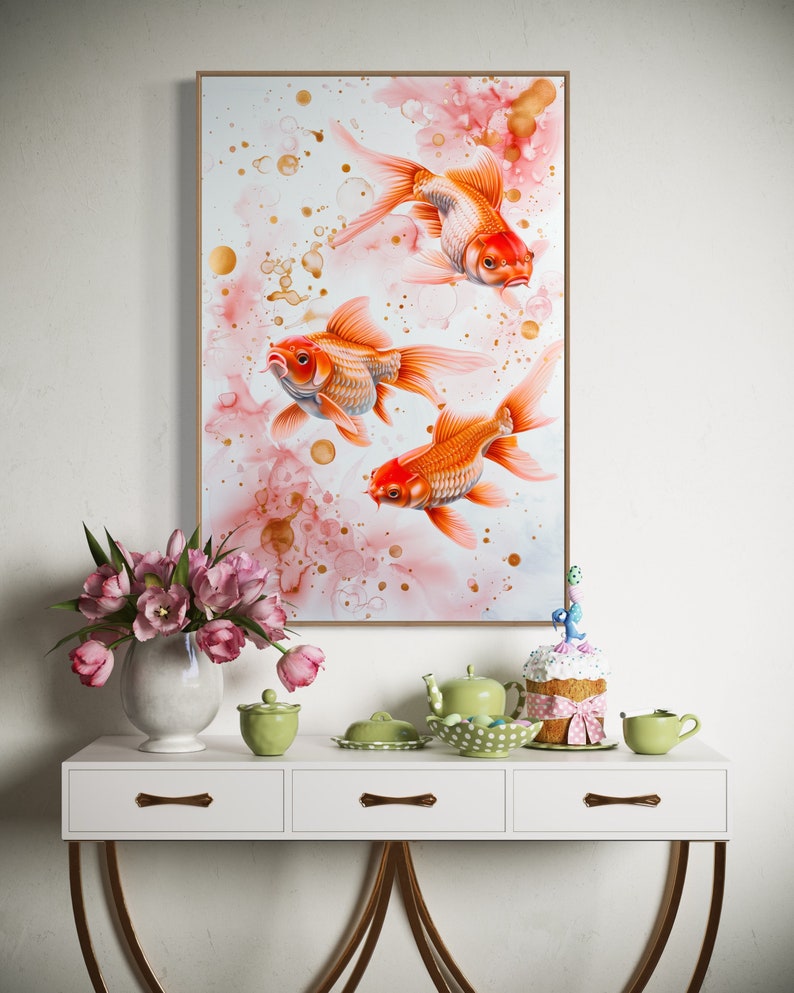 Colorful Goldfish Wall Art - Marine Life Art Print, Underwater Sea ...