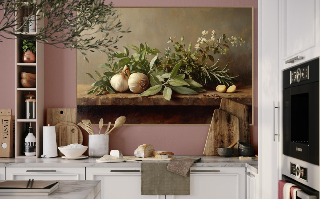 Rustic Herb Still Life - Culinary Kitchen Print for Rustic Home Decor ...
