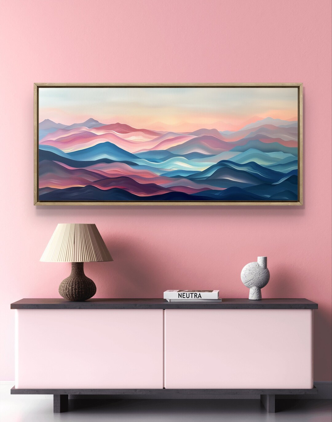 Panoramic Dreamscape: Vibrant Wavy Wall Art - Atmospheric Mountain ...