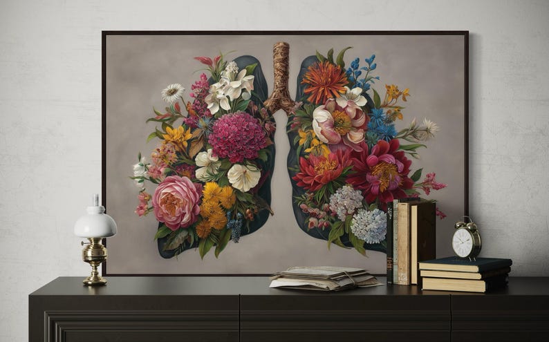 Floral Lungs Art Print - Botanical Anatomy Wall Art for Doctor’s Office ...