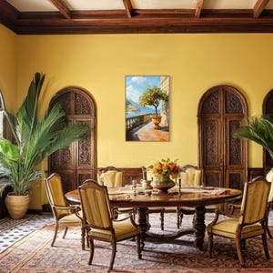 Amalfi Coast Lemon Tree Art - Rustic Italian Lemon Wall Decor Print for ...