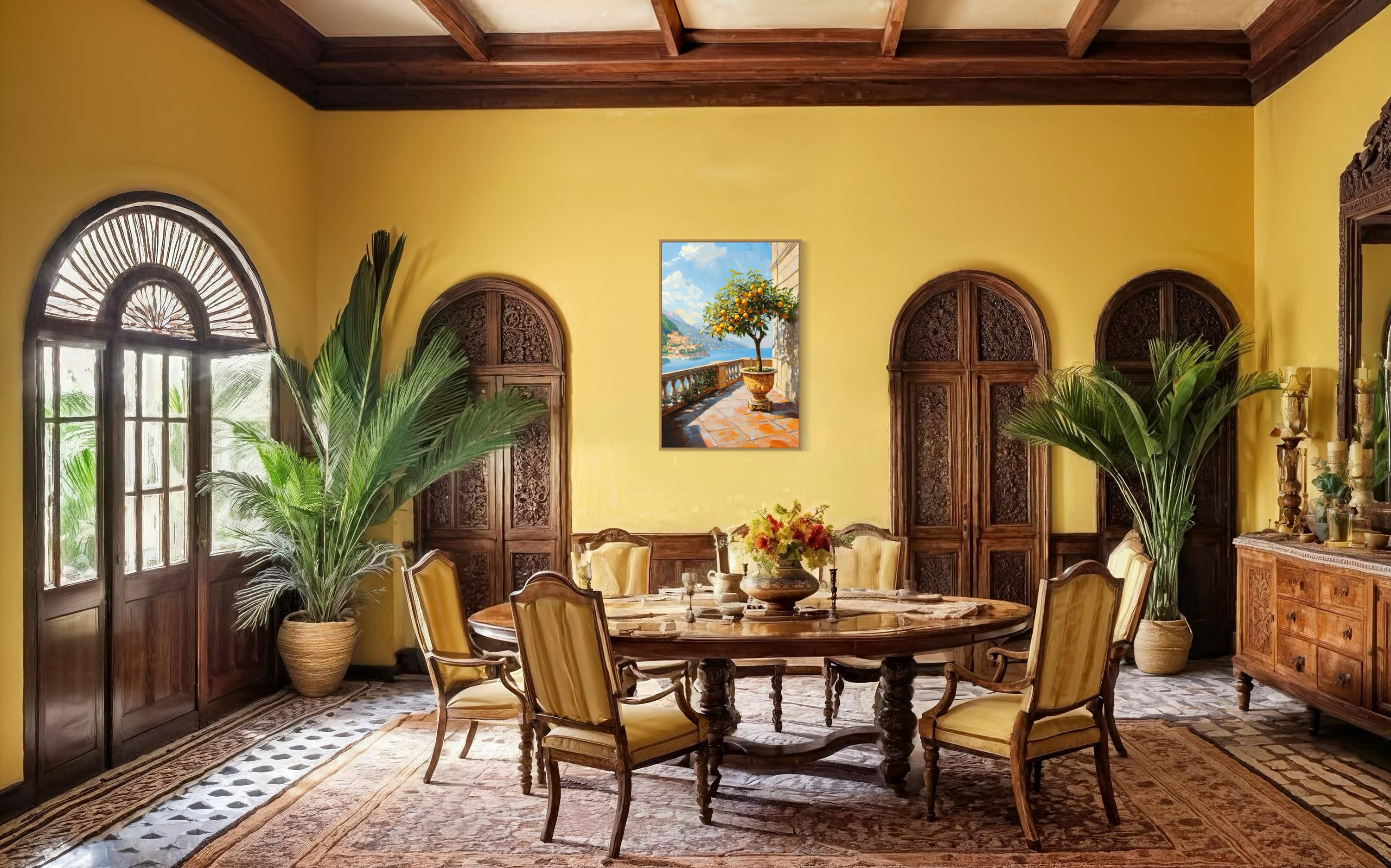 Amalfi Coast Lemon Tree Art - Rustic Italian Lemon Wall Decor Print for ...
