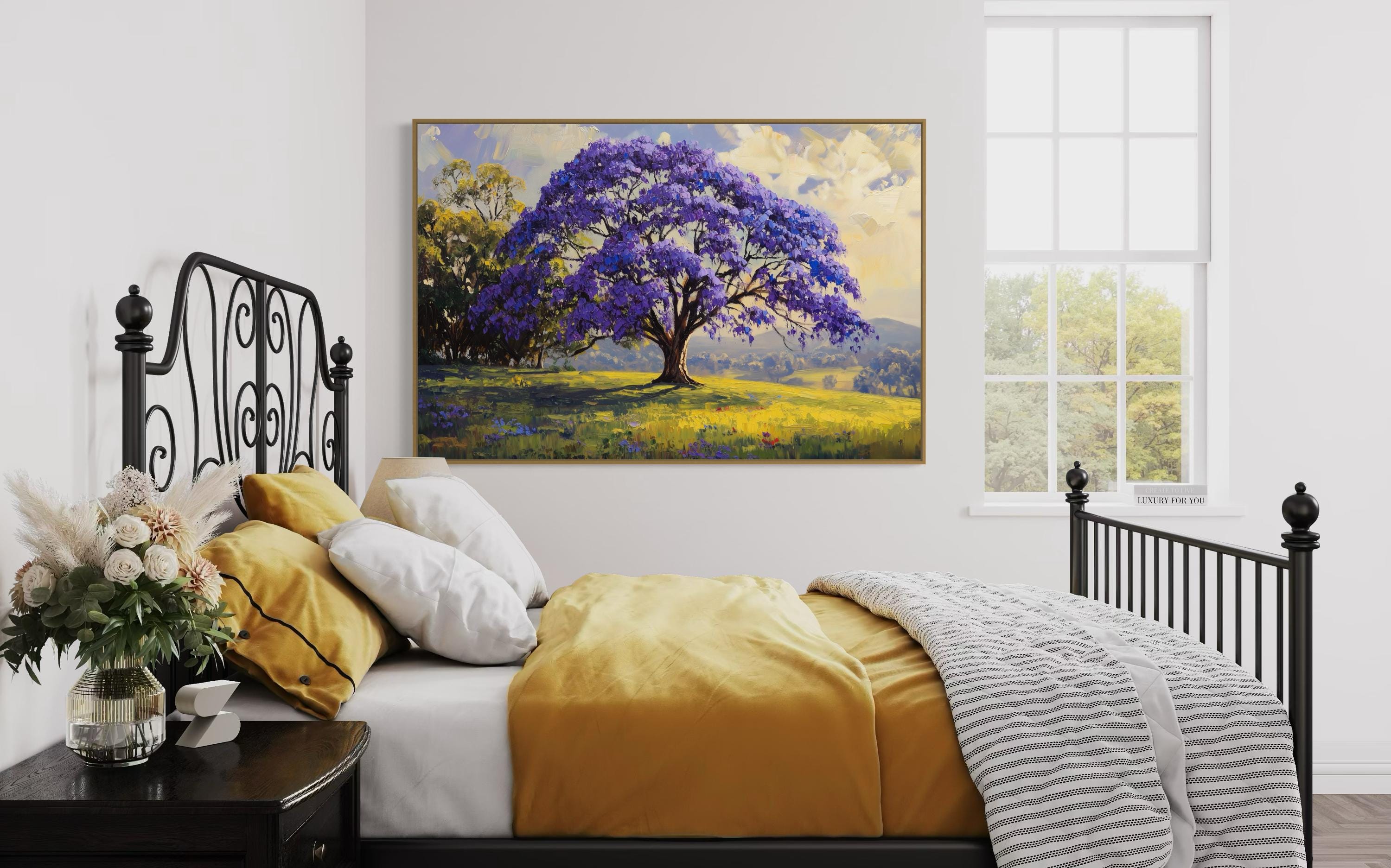 Jacaranda Tree Art Print – Purple Bloom Landscape Wall Decor, Vibrant ...