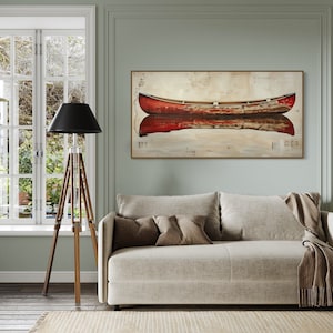 Vintage Canoe Art - Rustic Wall Decor, Relaxing Nautical Print for Lake ...