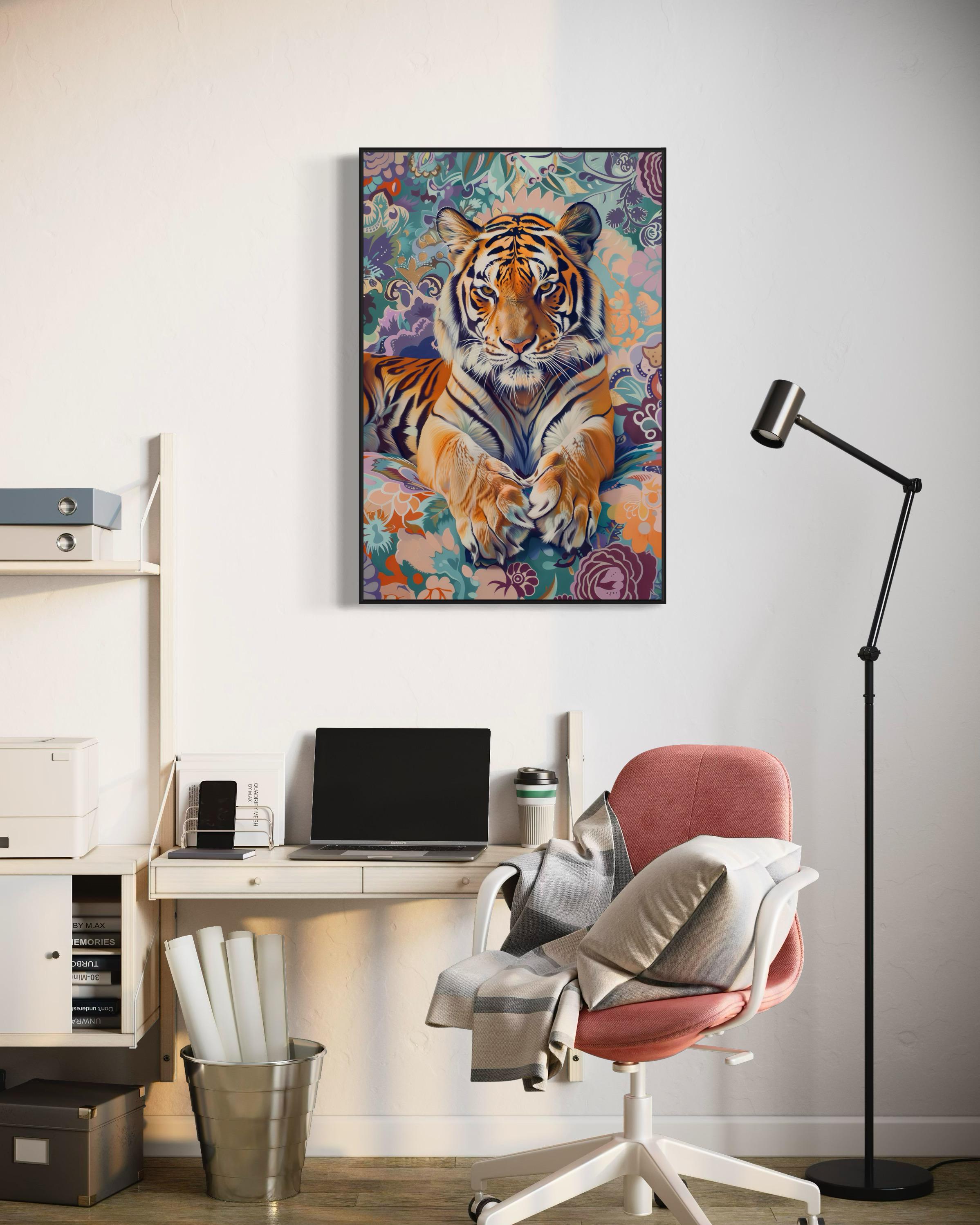 Siberian Tiger Wall Art - Exotic Big Cat Painting Print for Wilderness ...