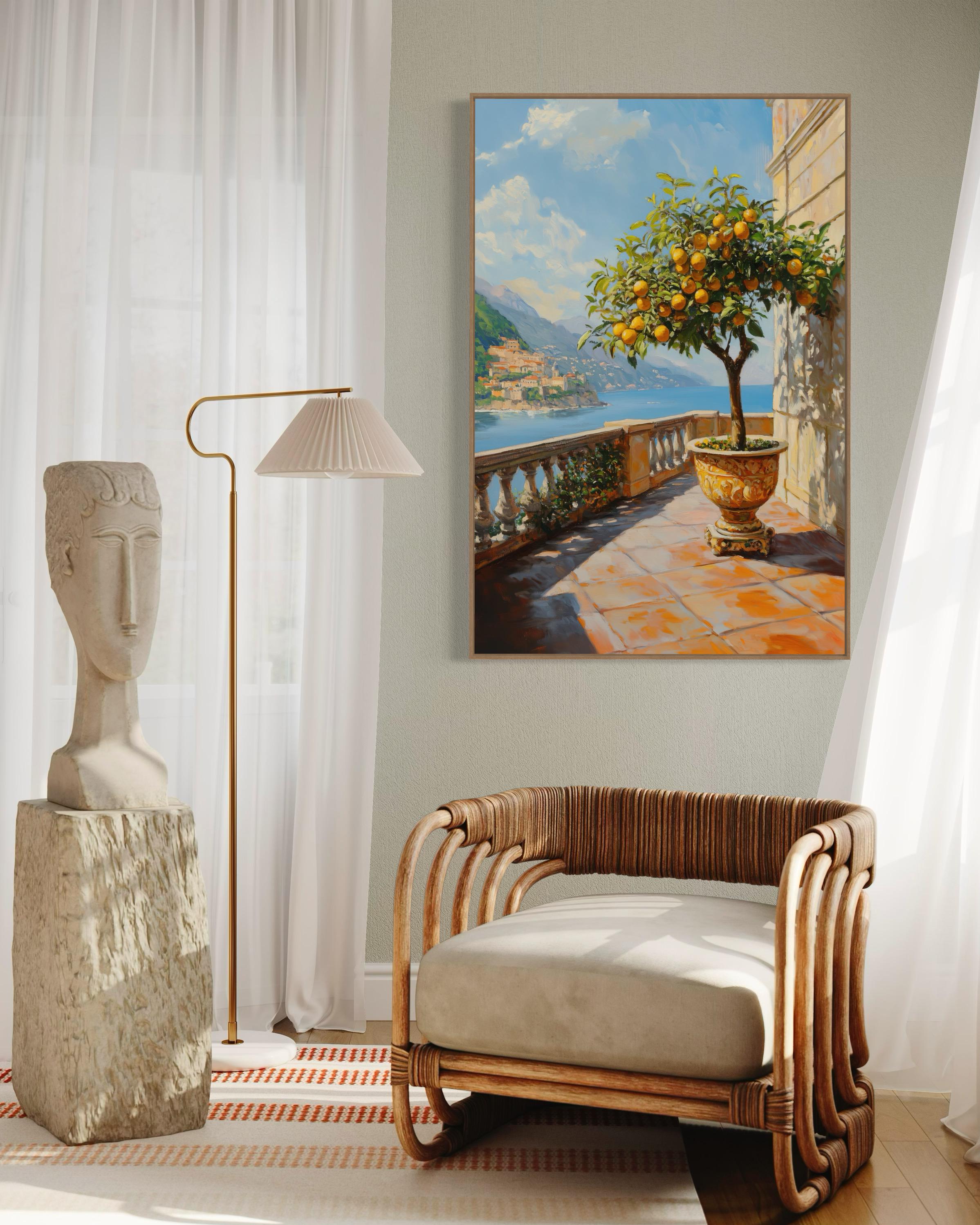 Amalfi Coast Lemon Tree Art - Rustic Italian Lemon Wall Decor Print for ...