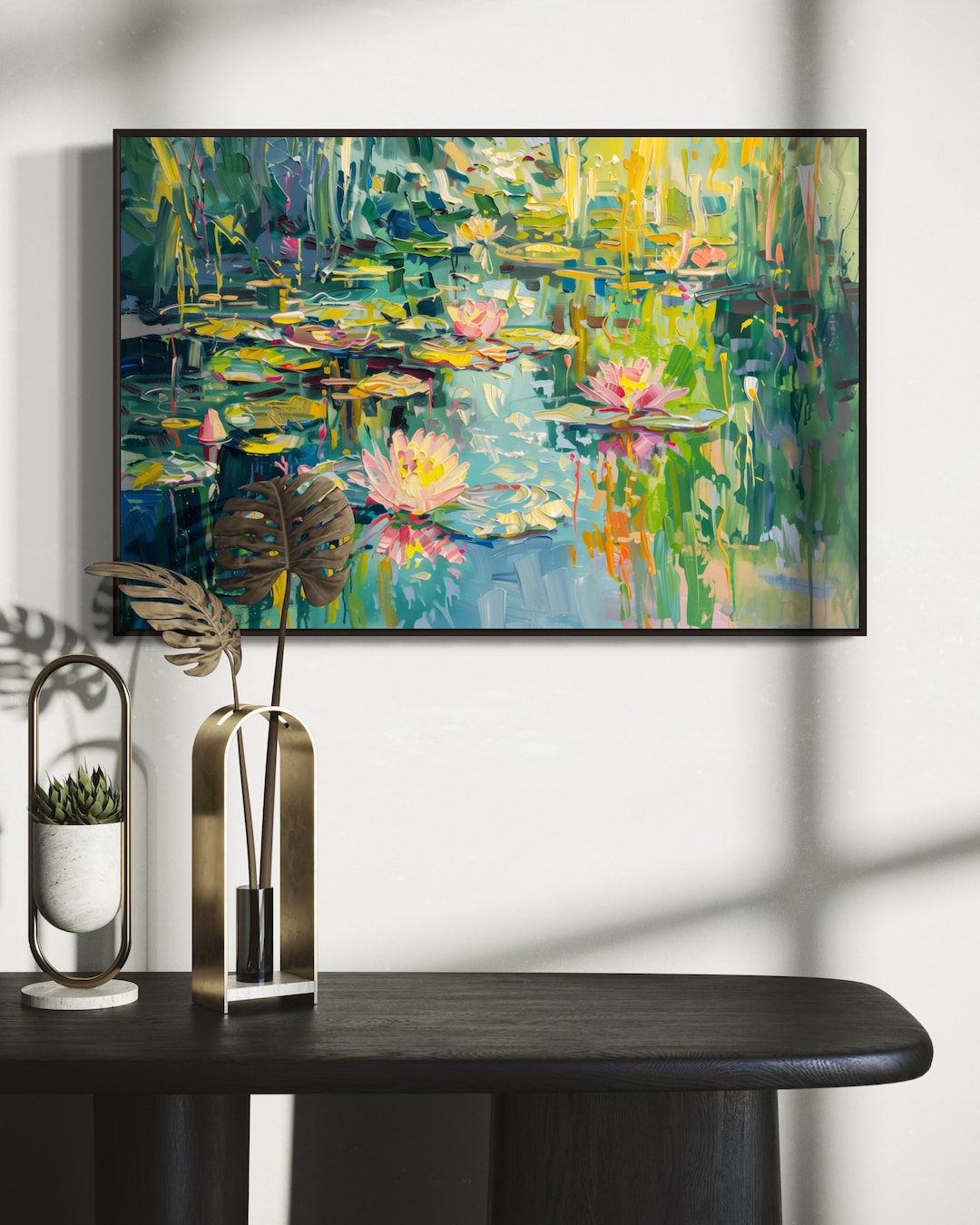 Impressionist Water Lily Art - Modern Vibrant Lake House Wall Art ...