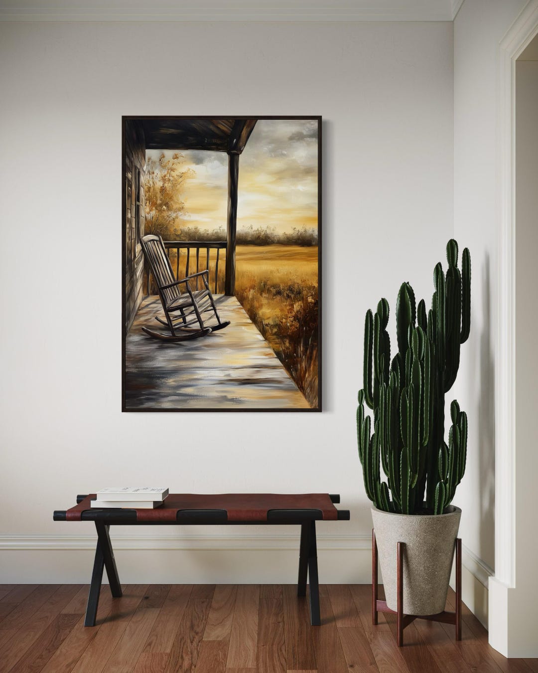 Rustic Porch Rocking Chair Print – Vintage Farmhouse Wall Art, Tranquil ...