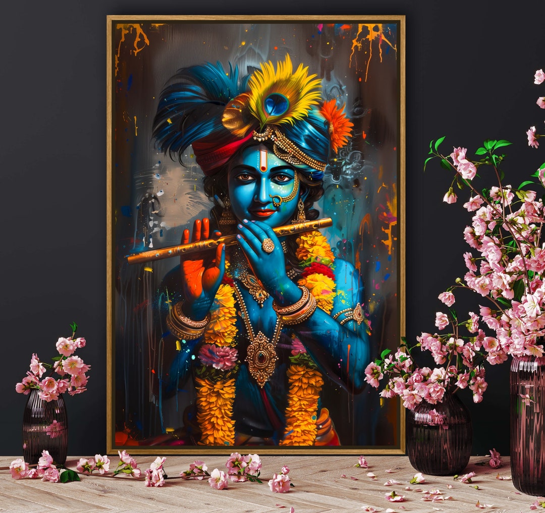 Serene Krishna: Spiritual Yoga Artwork Print, Meditative Hindu God ...