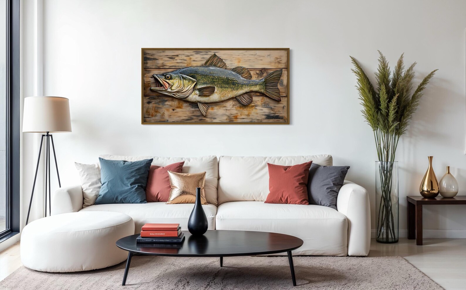 Bass Wall Art Print – Largemouth Bass Painting, Rustic Fishing Decor ...